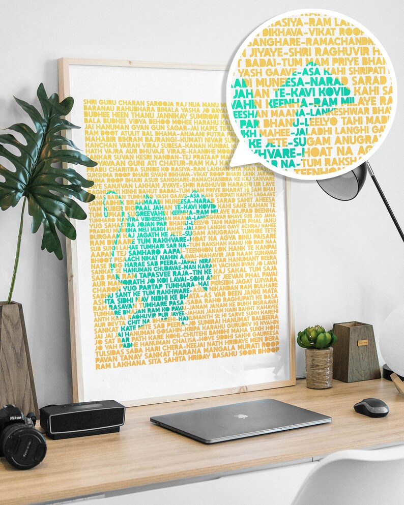 Hanuman Chalisa Hindu Indian Desi Wall Art Print Poster - Etsy UK
