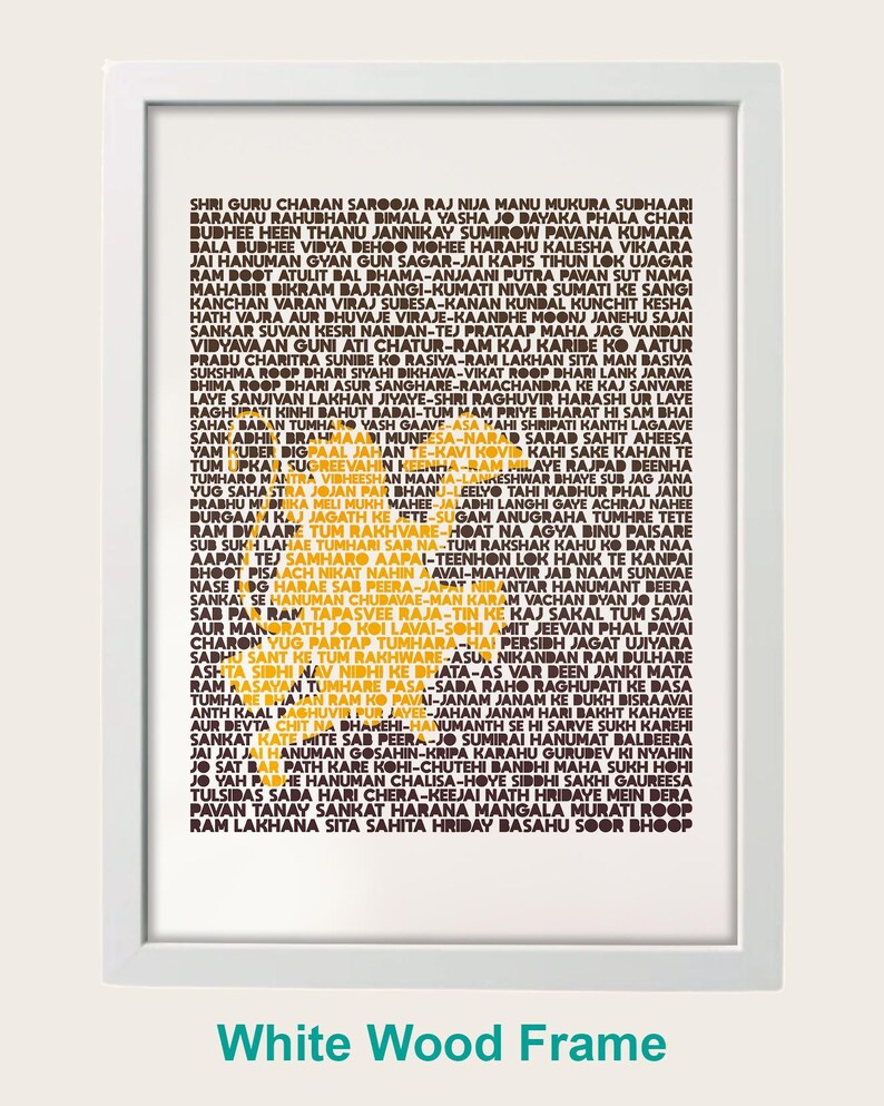Hanuman Chalisa Art Print: Hindu Prayer, Spiritual Wall Decor ...