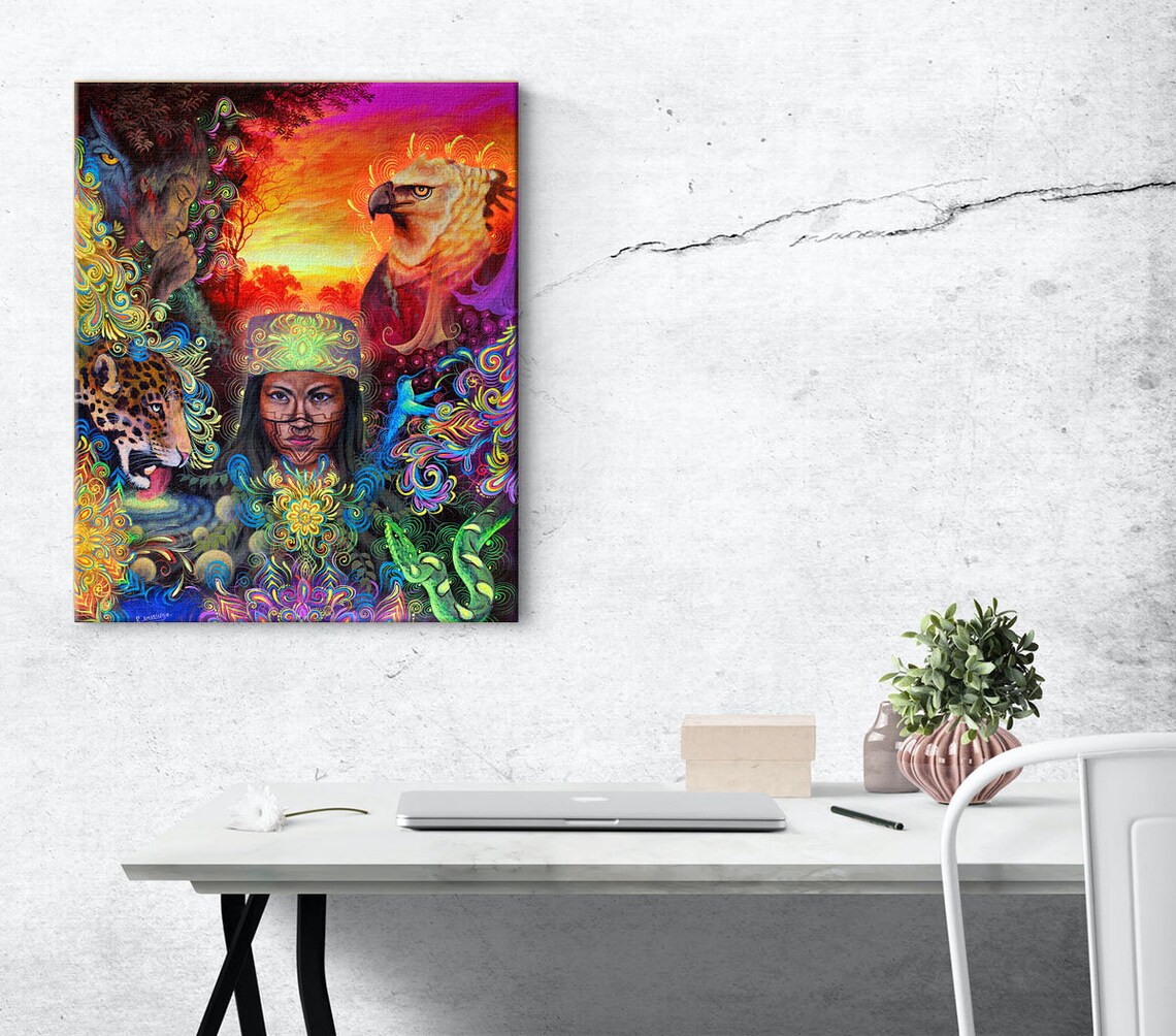 The Mystical Healer Ayahuasca Art Wall Deco Peruvian Art Limited