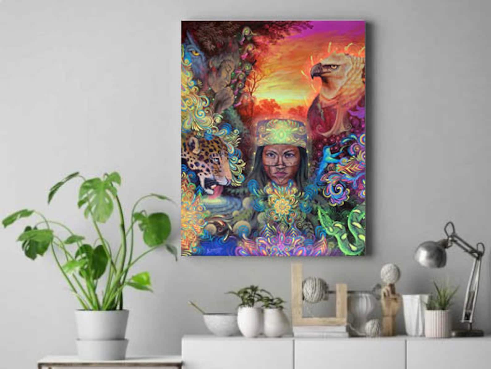 The Mystical Healer Ayahuasca Art Wall Deco Peruvian Art | Etsy