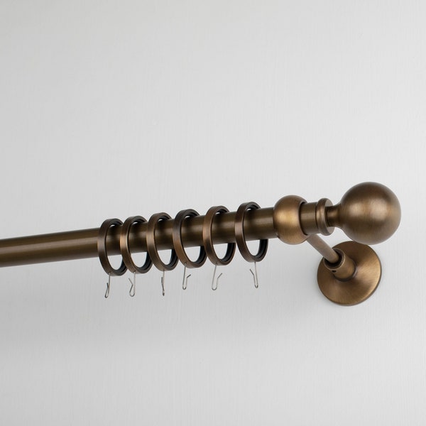 Antique Brass Cafe Curtain Rod - Etsy