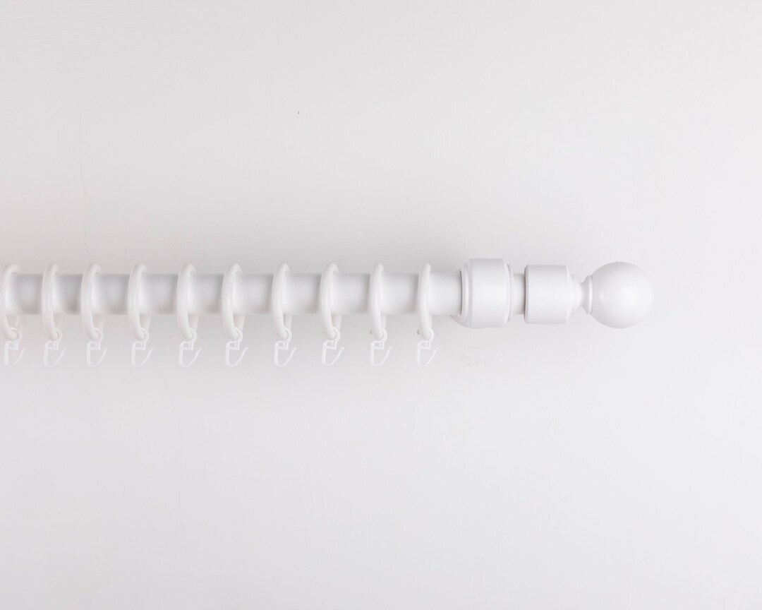 Dublin/ 35mm Solid Handmade White Color Curtain Pole Set With Curtain ...