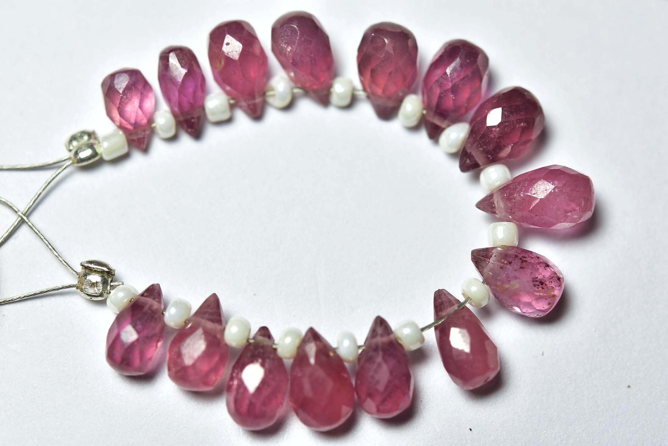 Beautiful Ruby Drops Bead - 15 Pcs - Most Beautiful Natural Faceted ...