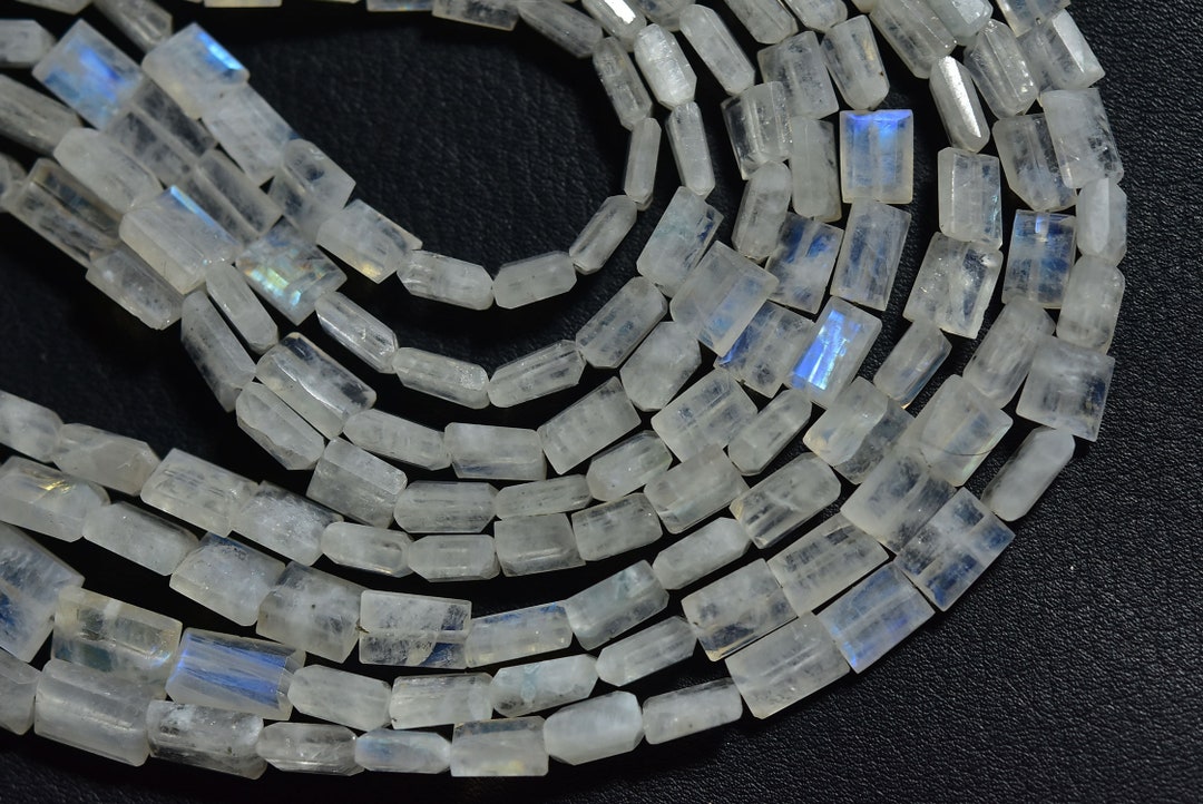 Blue Fire Rainbow Moonstone Chiclets Beads - 9.5 Inches - Natural ...