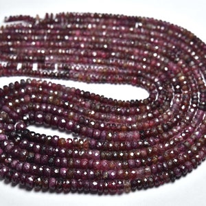 Rarest Dark Red Spinel Rondelle Beads - 9.25 Inches Natural Faceted ...