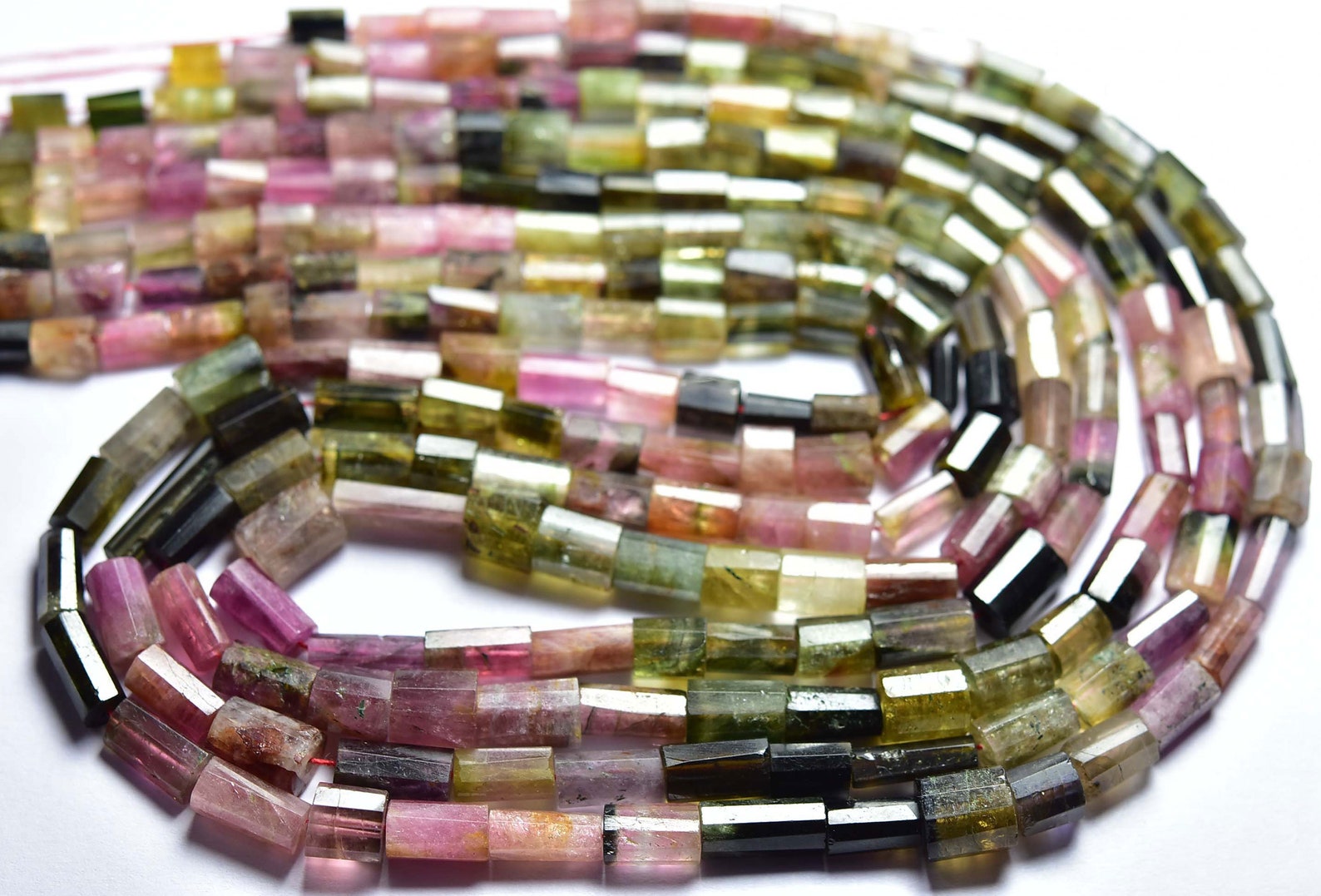 Watermelon Tourmaline Tube Beads 16 Inches Natural Faceted - Etsy