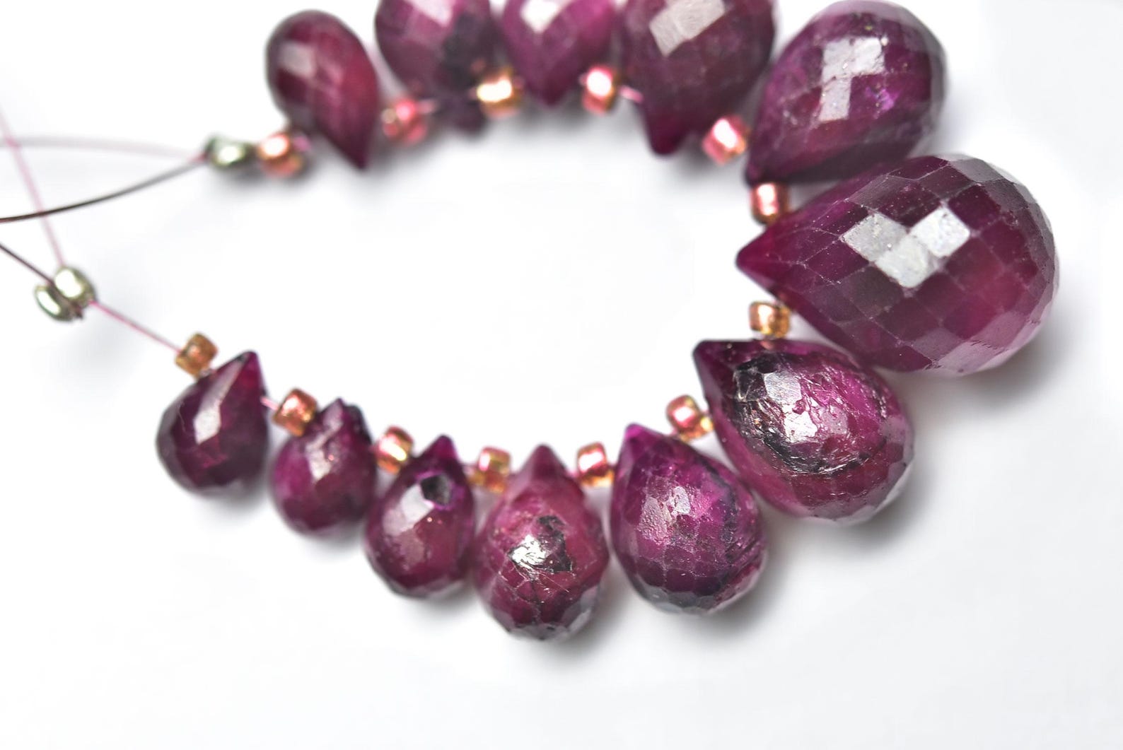 Ruby Teardrop Bead Strand - 10 Pcs - Beautiful Faceted Dyed Ruby Tear ...