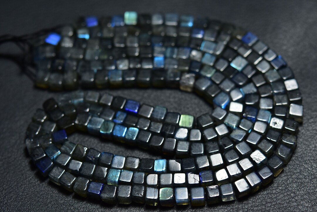 Labradorite Cube Beads - 8 Inches - Natural Smooth LABRADORITE Box Cube ...