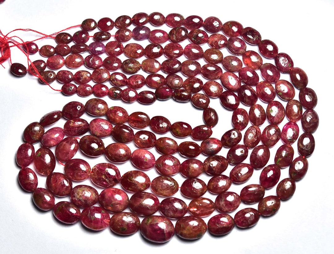 Red Spinel Oval Beads - 13.5 Inches - Natural Beautiful Red Spinel ...