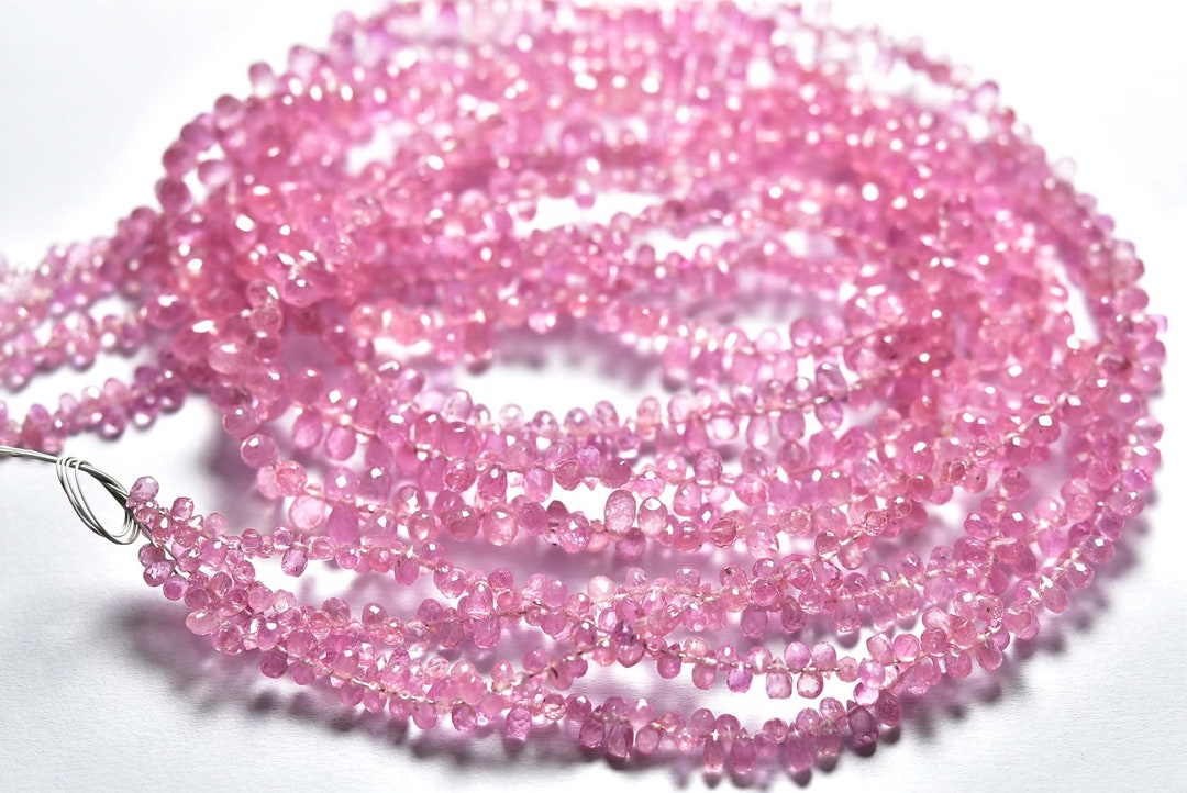 Superb Ruby Teardrop Beads 7 inches Natural Micro Faceted Tiny Ruby ...