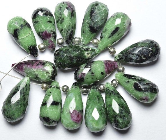 6 Pcs Beautiful Natural Faceted Ruby Zoisite Side Drilled | Etsy