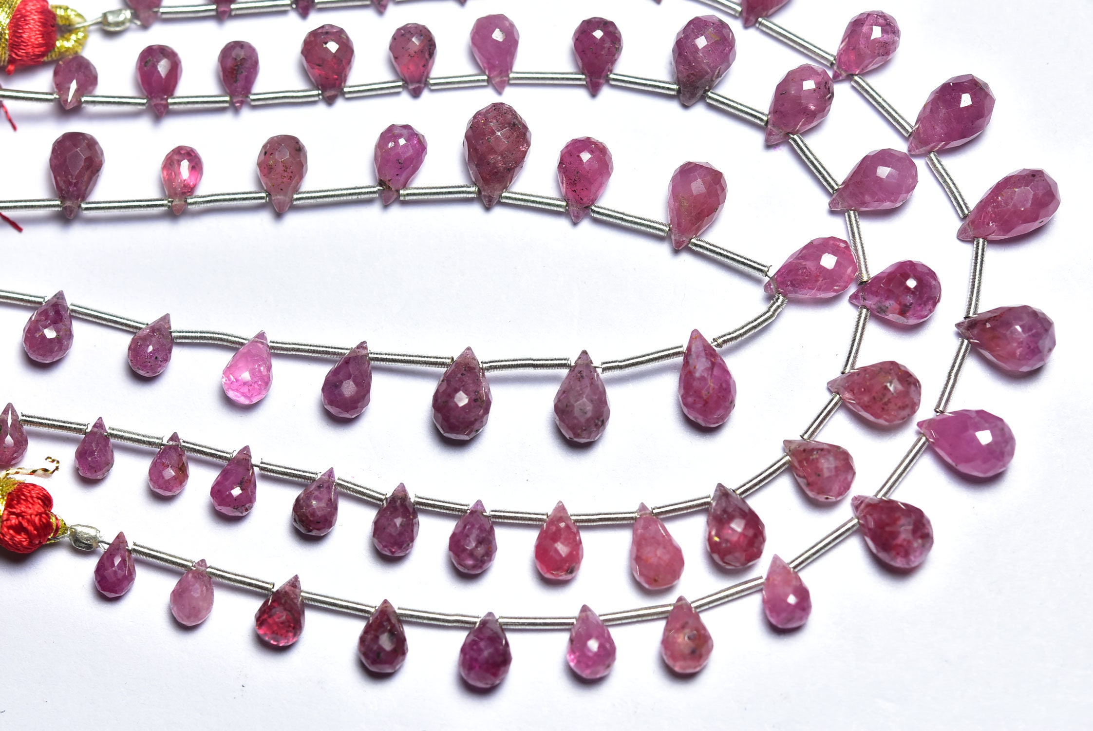 Ruby Tear Drop Bead Strand -7 Inches,natural Ruby Faceted Teardrops ...