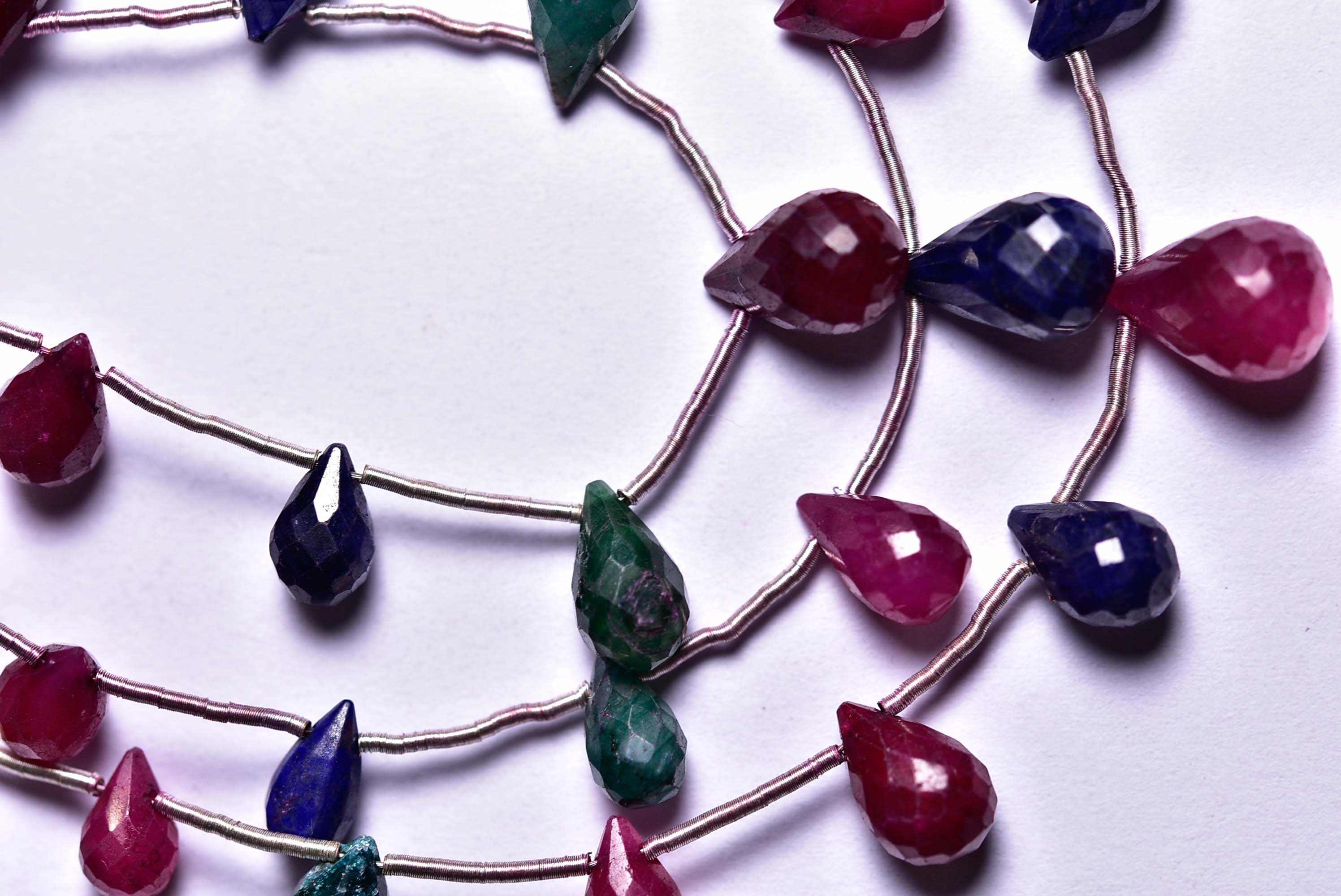 Sapphire and Ruby Tear Drops Bead Strand 7 inchesDyed | Etsy