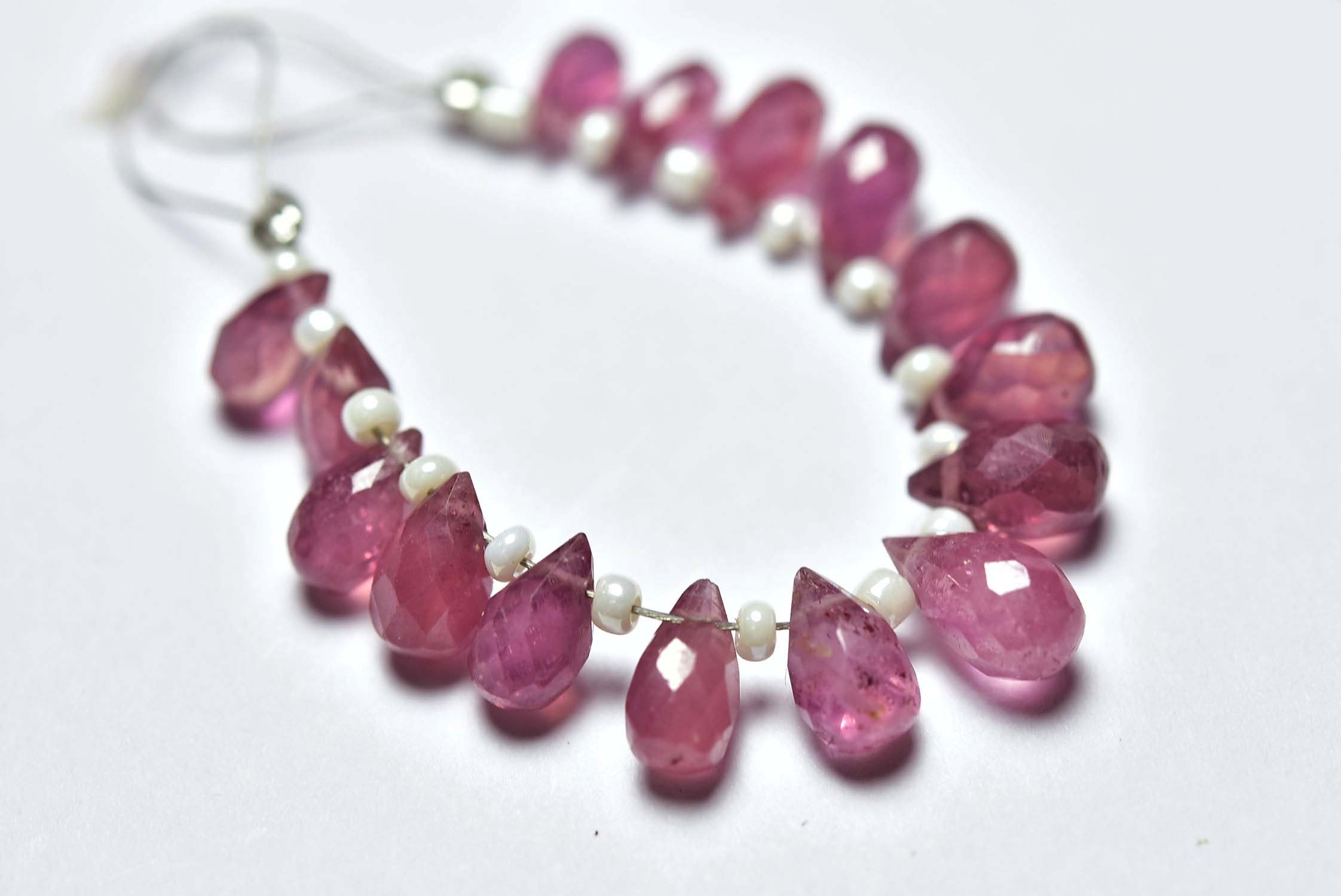 Beautiful Ruby Drops Bead - 15 Pcs - Most Beautiful Natural Faceted ...