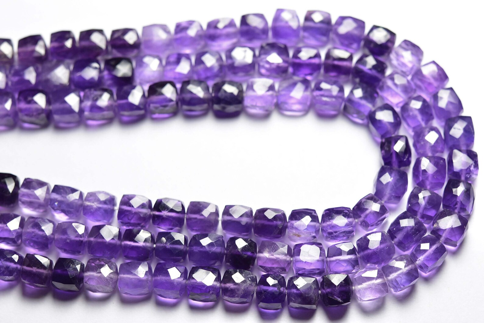 Amethyst Cube Beads 5.5 inches Natural Faceted Beautiful | Etsy