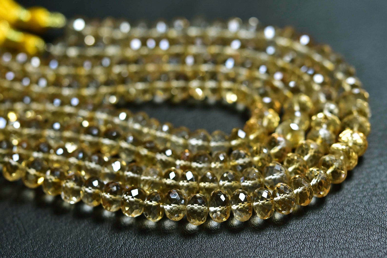 8 Inches - Natural Beautiful Mystic Coated Yellow Quartz Faceted Beads ...