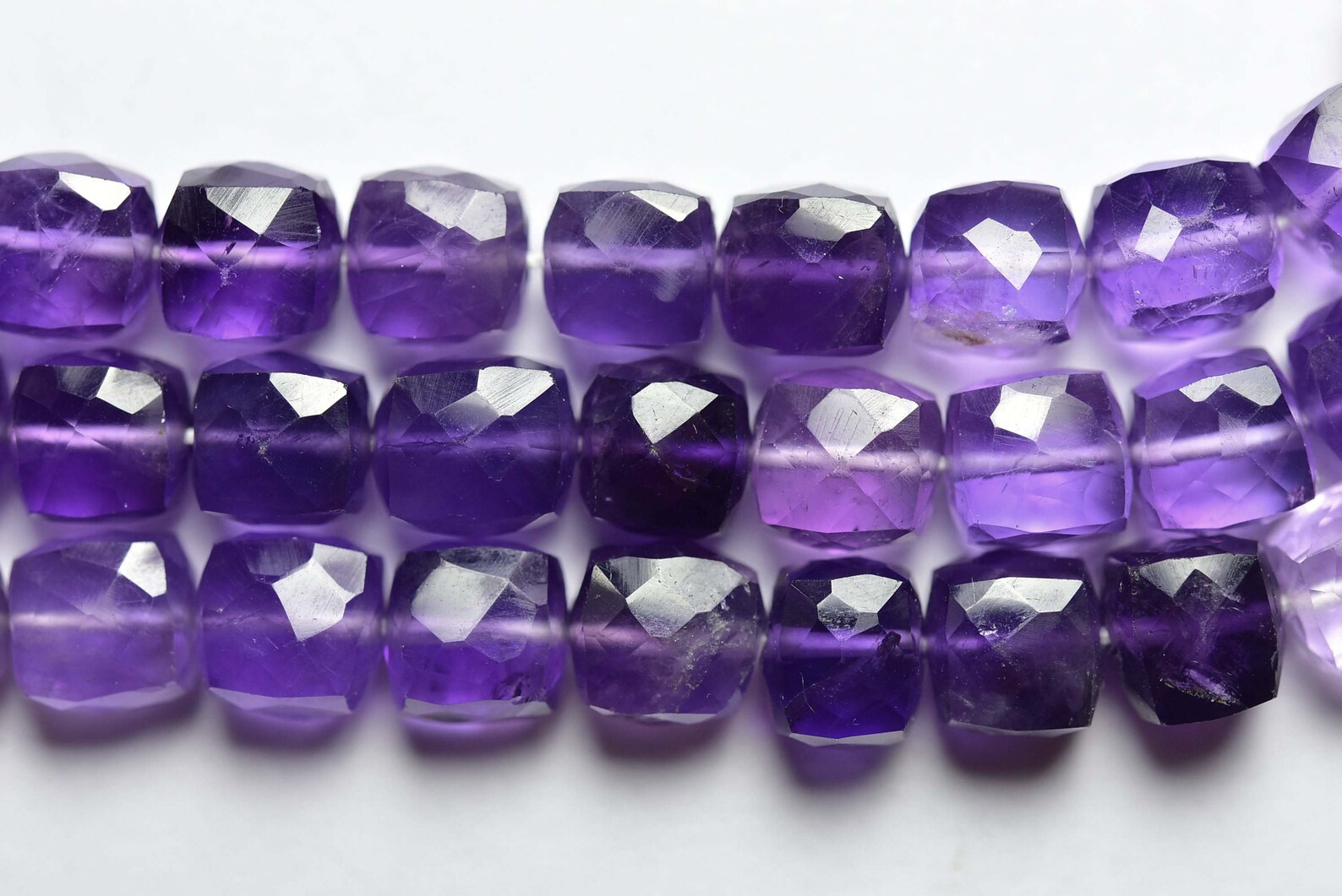 Amethyst Cube Beads - 5.5 Inches - Natural Faceted Beautiful Amethyst ...