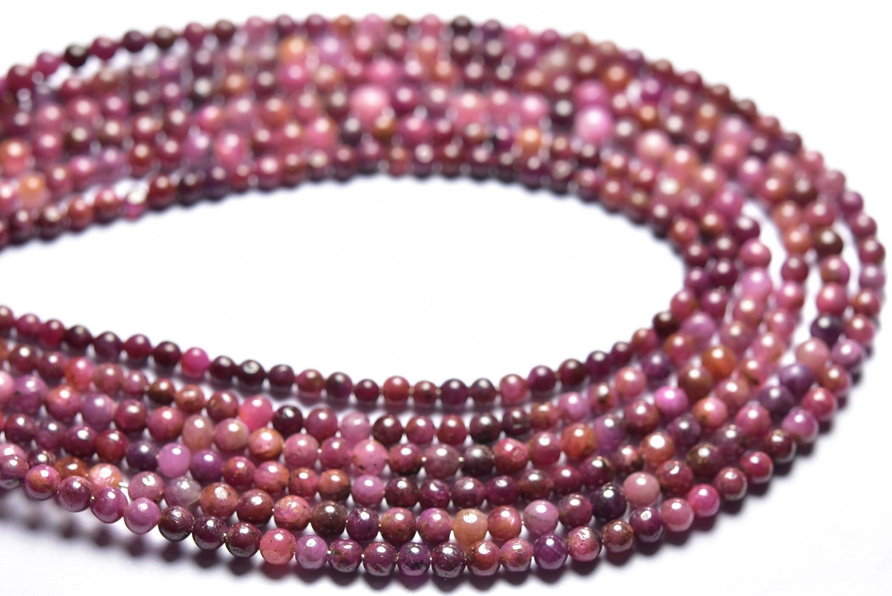 Ruby Round Bead Strand 16 Inches Beautiful Natural Smooth | Etsy
