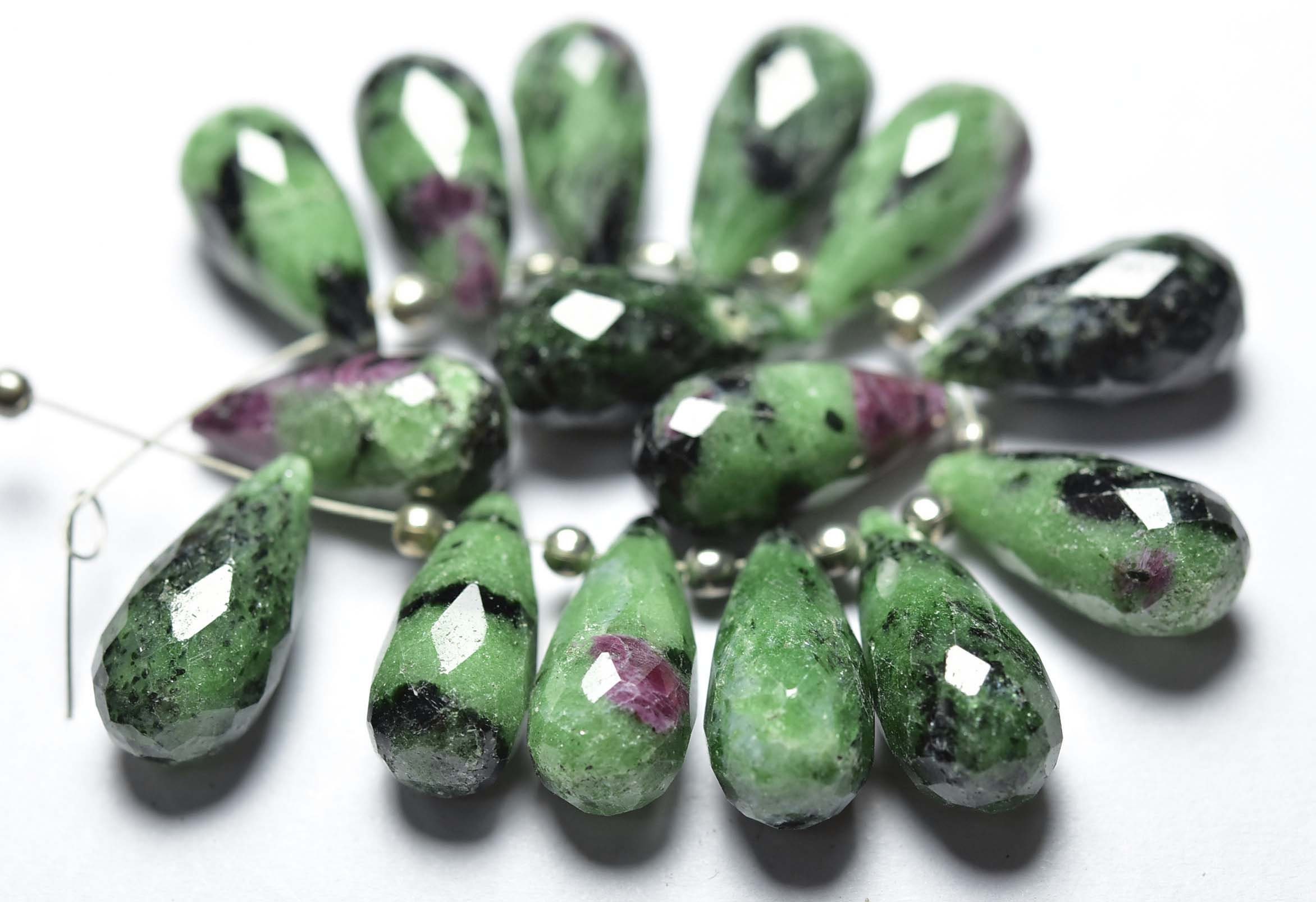 6 Pcs Beautiful Natural Faceted Ruby Zoisite Side Drilled - Etsy