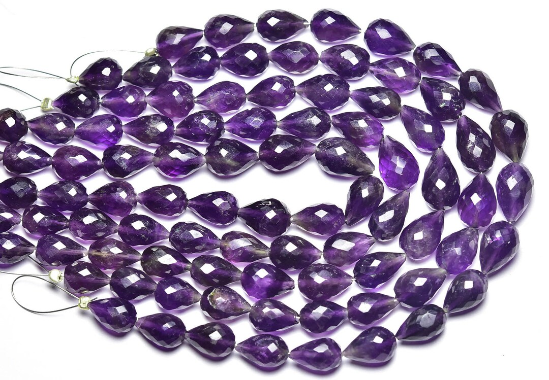African Amethyst Teardrop Beads 7.5 Inches Natural Amethyst Faceted ...
