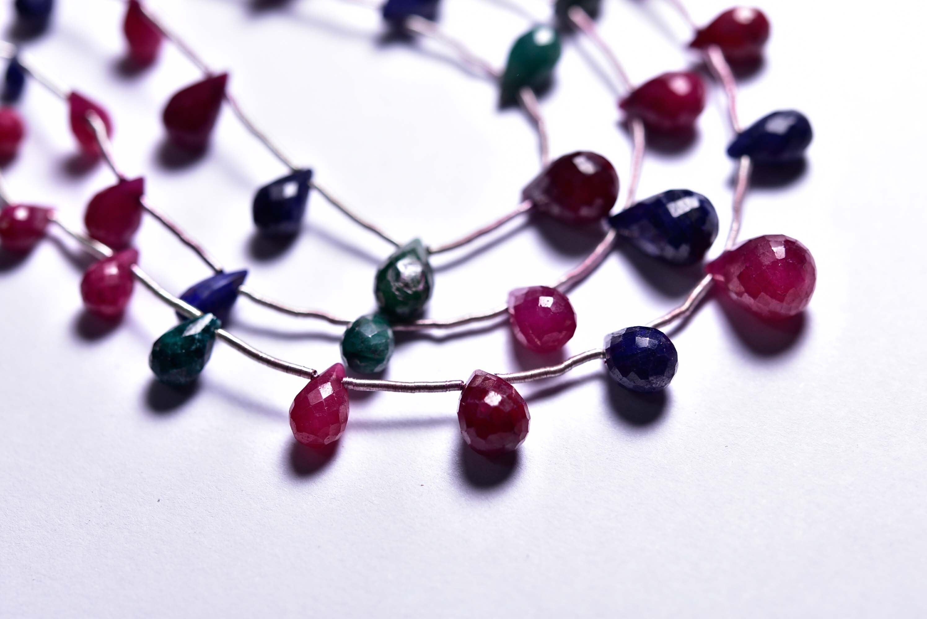 Sapphire and Ruby Tear Drops Bead Strand 7 inchesDyed | Etsy