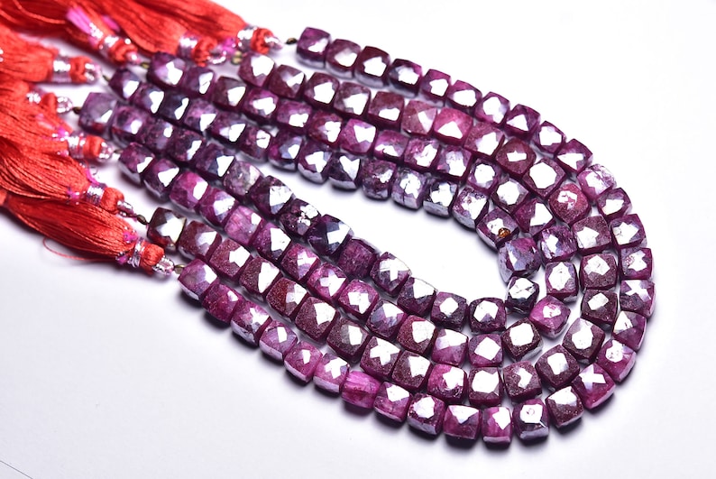 Mystic Ruby Cube Bead Strand 8 Inches Beautiful Natural - Etsy