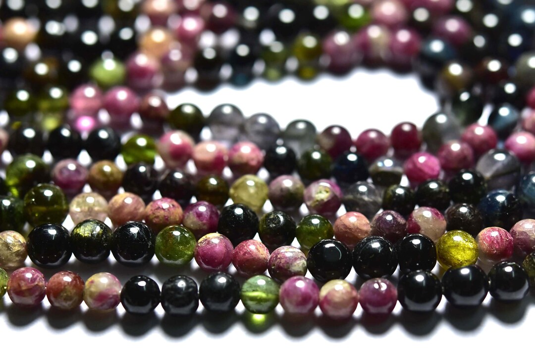 Tourmaline Round Beads - 14 Inches - Natural Beautiful Multi Tourmaline ...