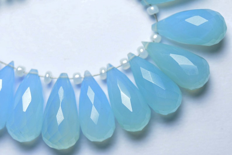6 Pcs Beautiful Natural Faceted Aqua Blue Chalcedony Side | Etsy
