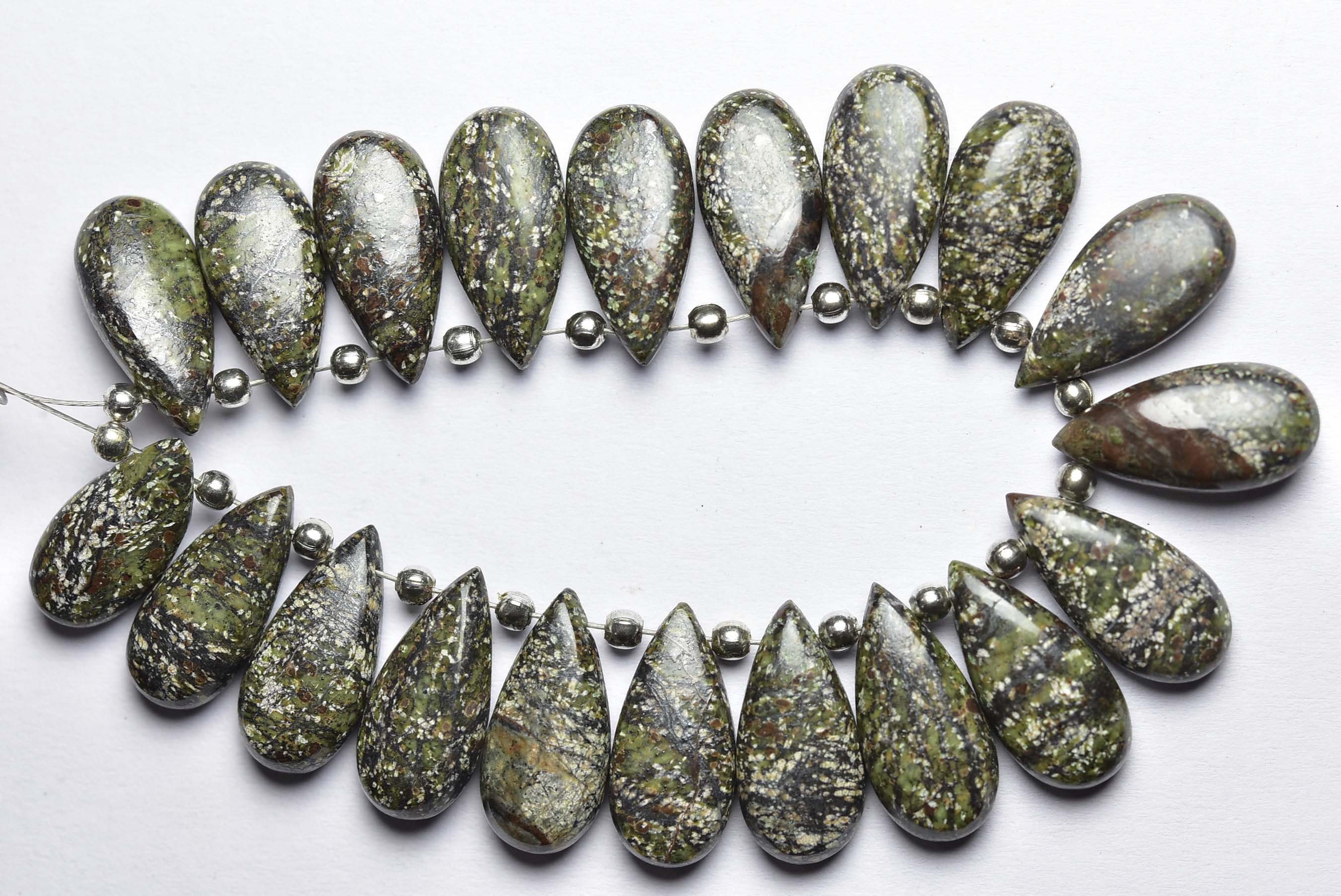 6 Pcs - Beautiful Natural Smooth Indian Jasper Pear Briolettes - Size ...