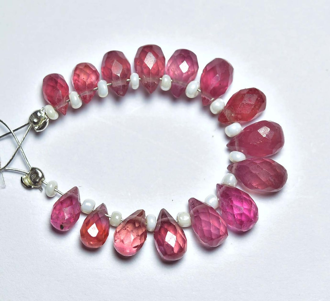 Super Quality Ruby Drops Bead - 15 Pcs - Most Beautiful Natural Faceted ...