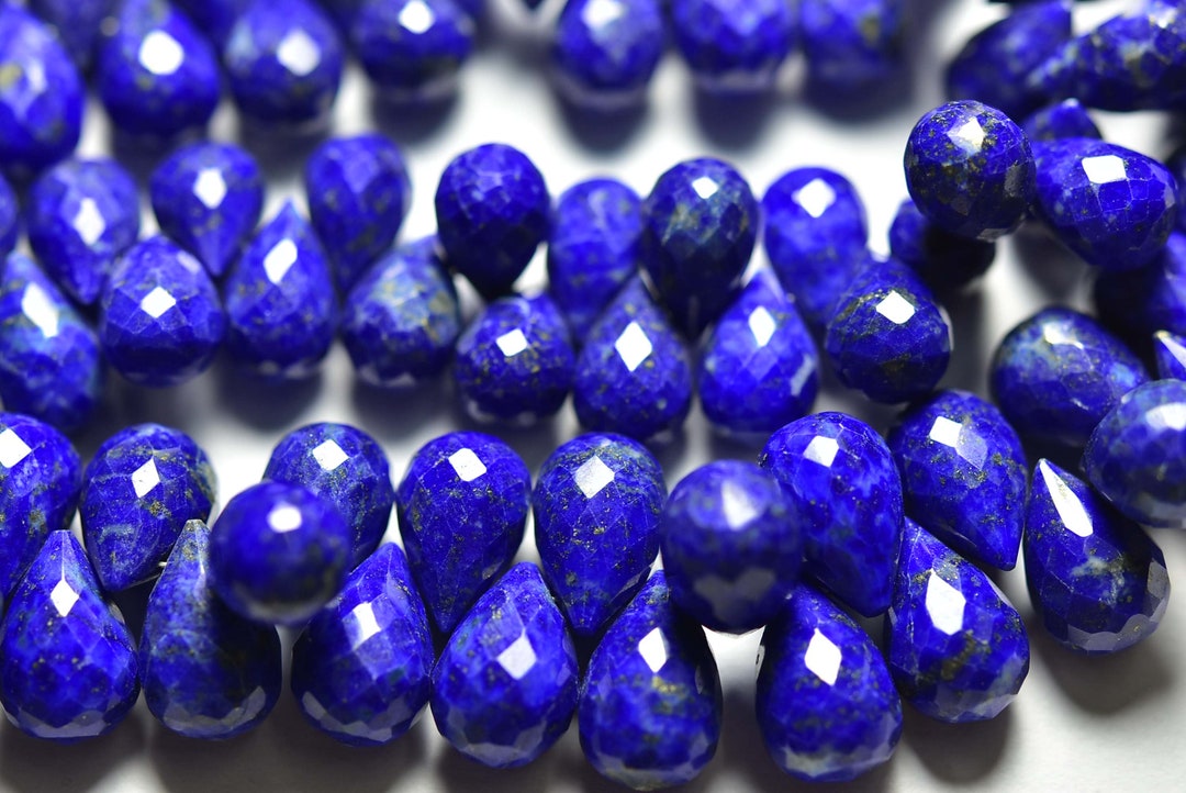 Superb Lapis Lazuli Teardrop Beads - 10 Pcs - Natural Faceted Afghani ...
