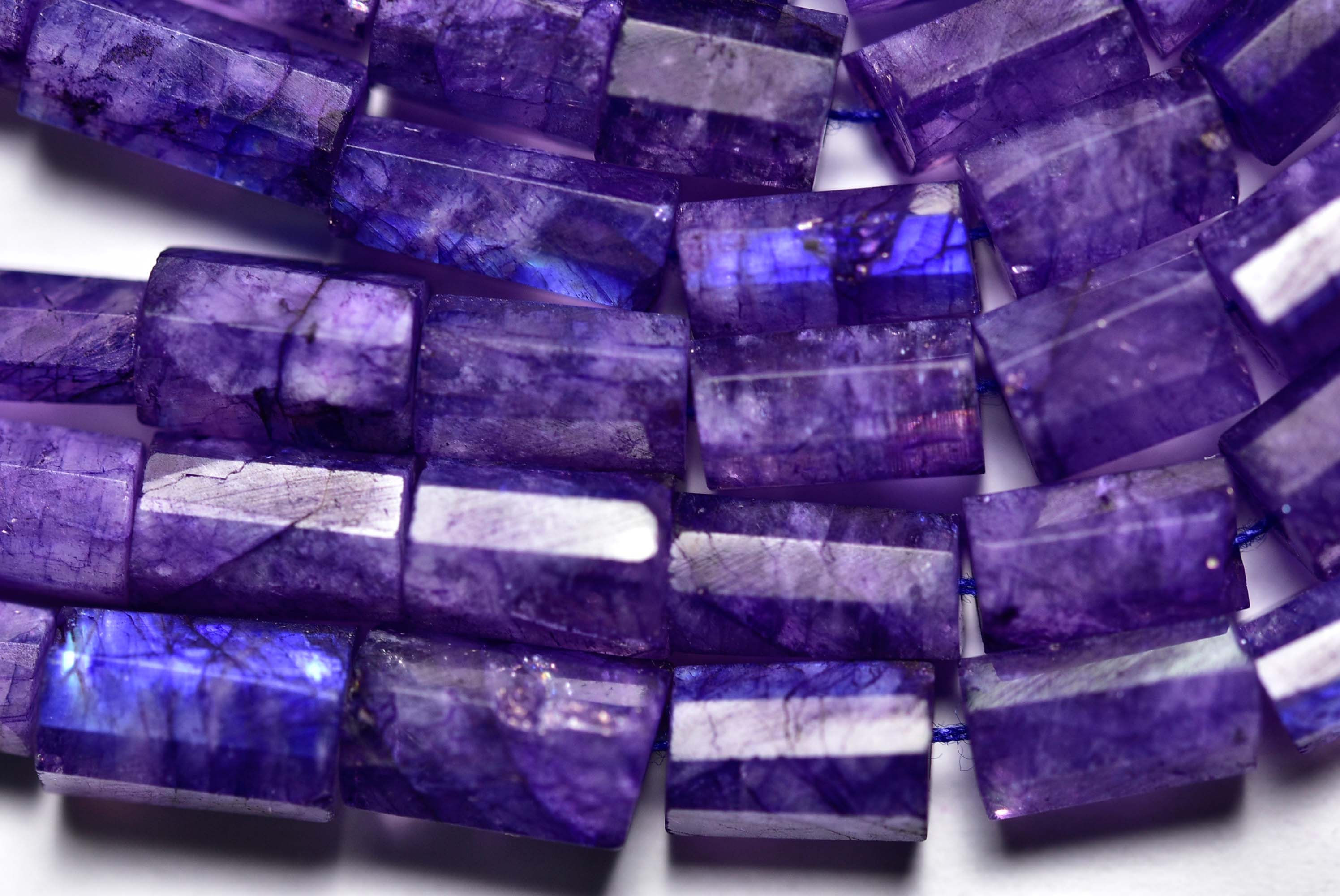 14 Inchesbeautiful Dyed Purple Rainbow Moonstone Faceted - Etsy