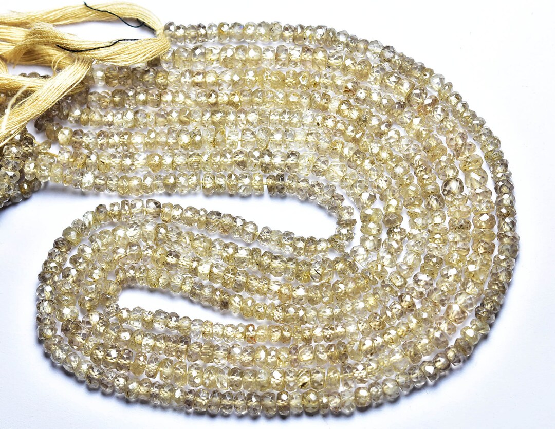 Rare Natural Imperial Zircon Rondelle Bead - 13.5 Inches - Natural ...