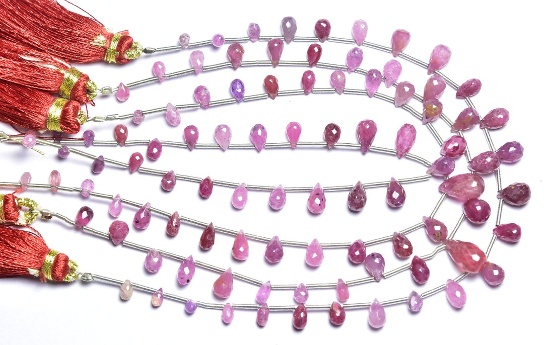 Superb Ruby Drops Bead Strand -7 Inches - Natural Ruby Faceted ...