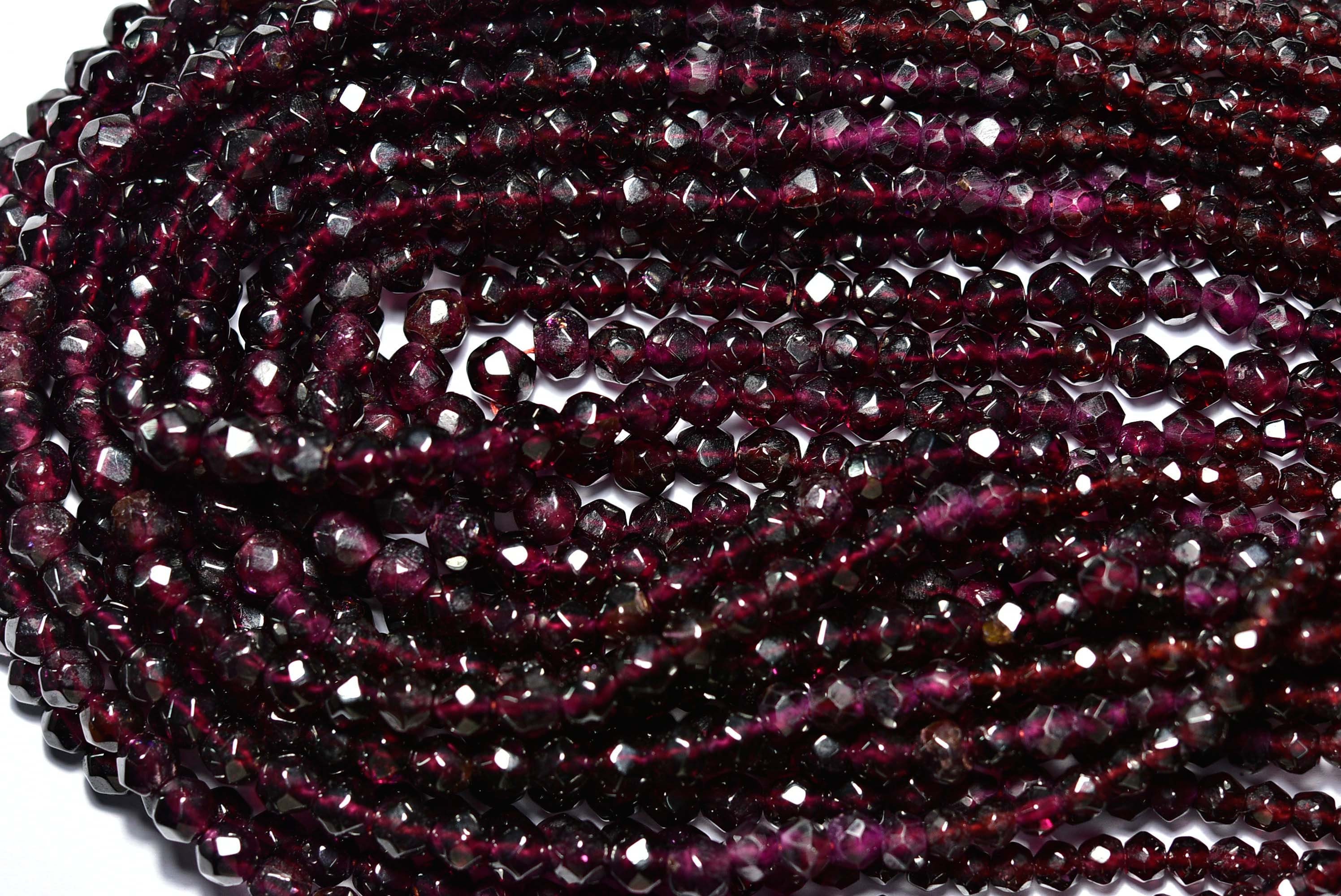 14 inchesNatural Dark Pink Garnet Faceted Round BeadsSize is | Etsy