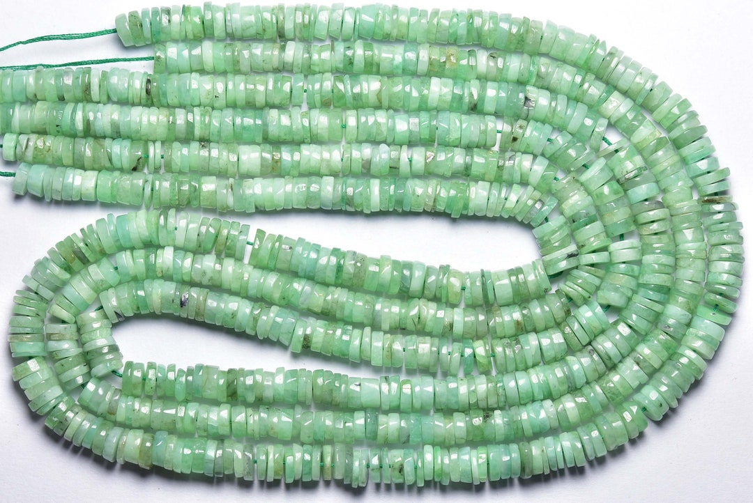 Emerald Heishi Beads - 16 Inches - Natural Smooth Emerald Heishi Round ...