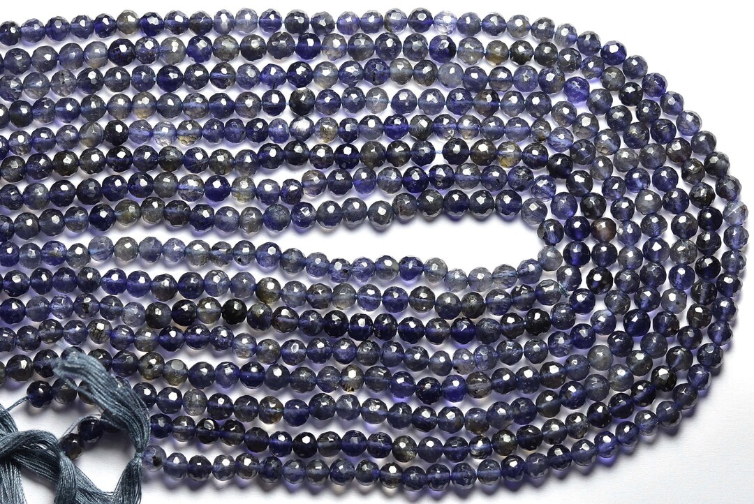 Iolite Round Bedas 13 Inches - Natural Beautiful Faceted Iolite Round ...