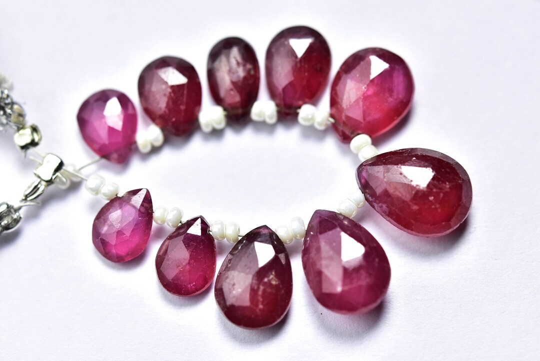 Super Quality Ruby Briolette Bead 10 Beads Beautiful Natural Faceted ...