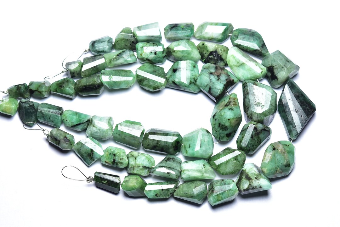 Emerald Nuggets Beads - 8 Inches - Natural Emerald Faceted Nuggets ...