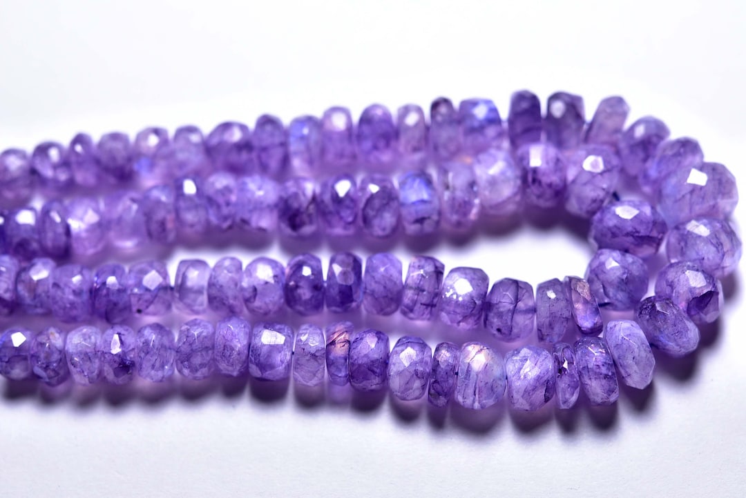 8 Inches,dyed Purple Rainbow Moonstone Faceted Rondelle,size is 6-8mm ...