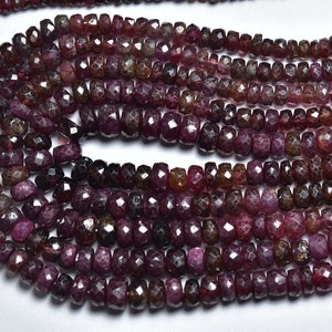 Rarest Dark Red Spinel Rondelle Beads - 9.25 Inches Natural Faceted ...