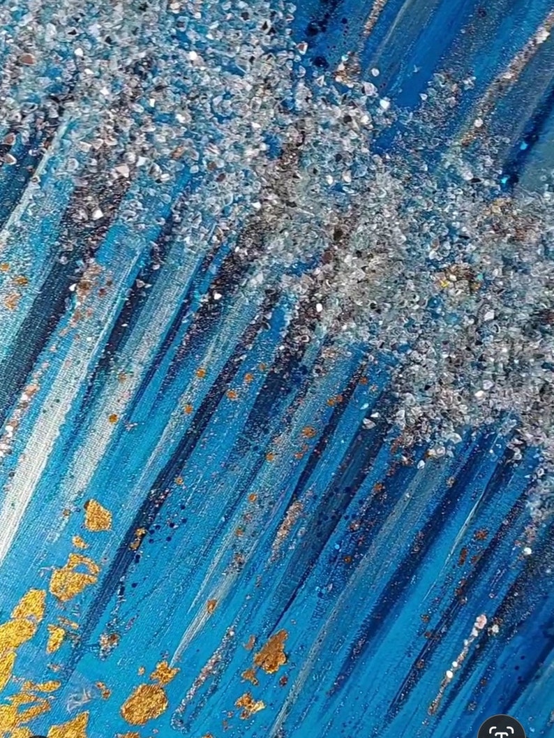 Blue Miracle Glass Shards Acrylic Art Gift Original Hand Painted Art ...