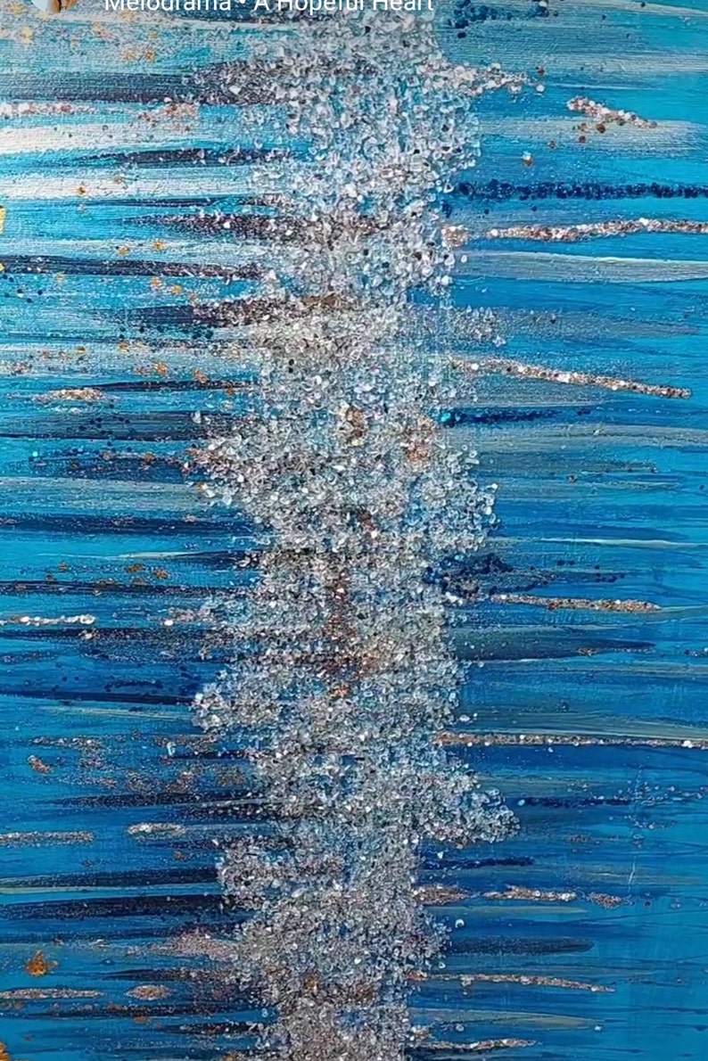 Blue Miracle Glass Shards Acrylic Art Gift Original Hand Painted Art ...