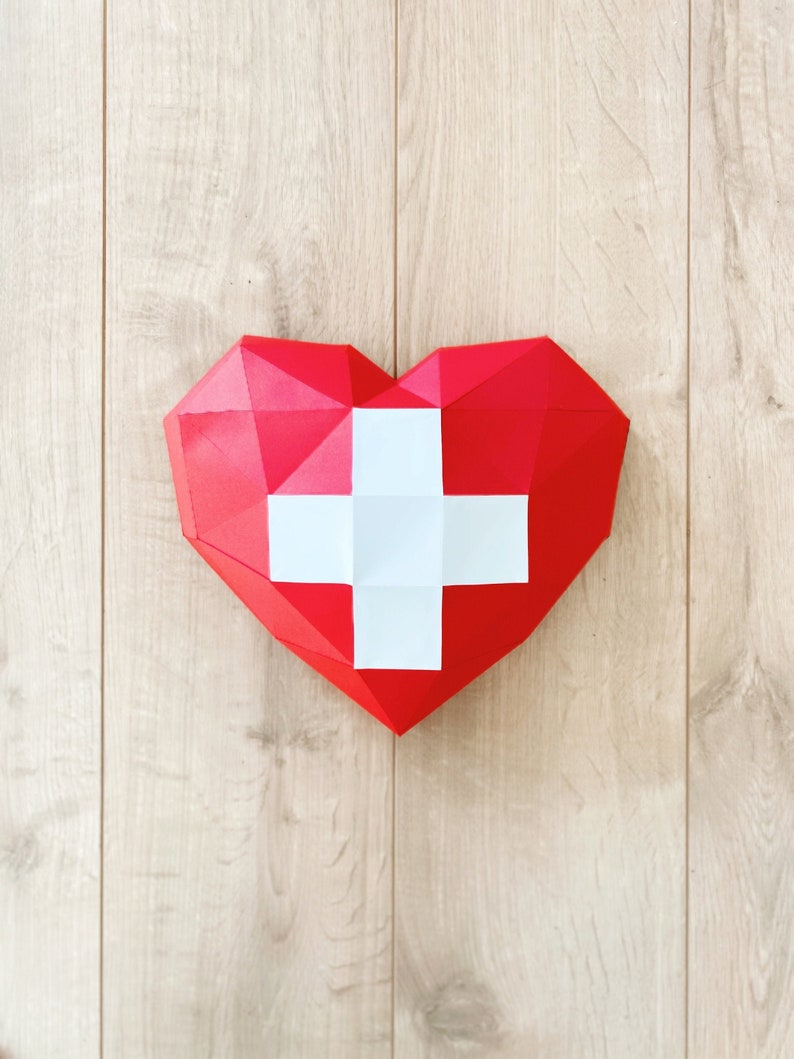 Plantilla de Papercraft de corazón Papel 3D DIY baja poli - Etsy México