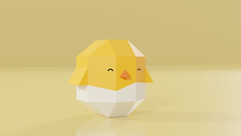 Easter Chick DIY Papercraft 3D Low Poly Origami Template - Etsy