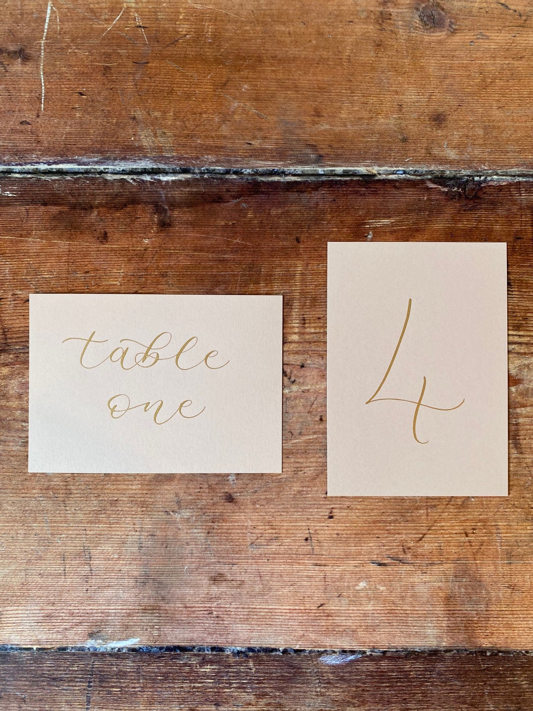 Personalised Blush Pink Table Numbers and Names for Wedding ...