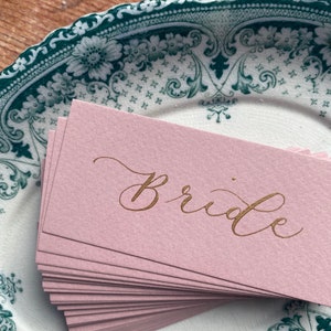 Handwritten Dusky Pink Place Cards, Calligraphy Place Cards for Wedding ...
