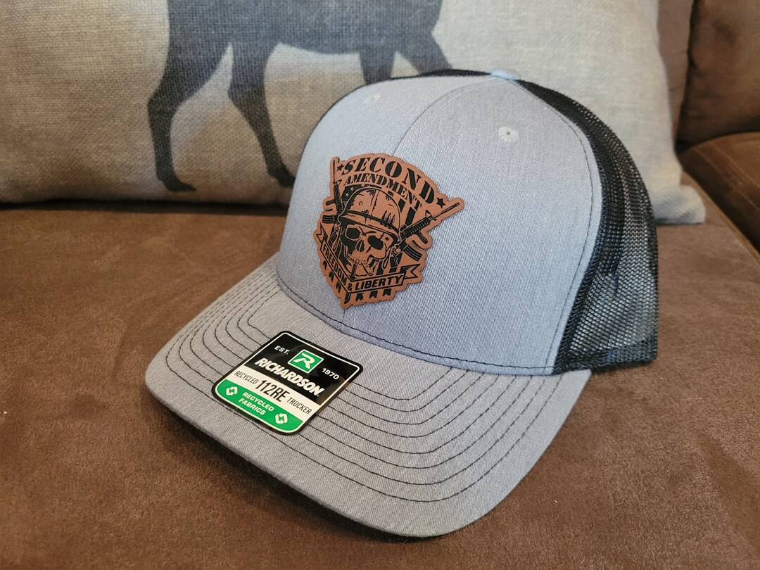 2nd Amendment Freedom Liberty We the People New World Leather Patch Trucker Snapback Mesh Back ...
