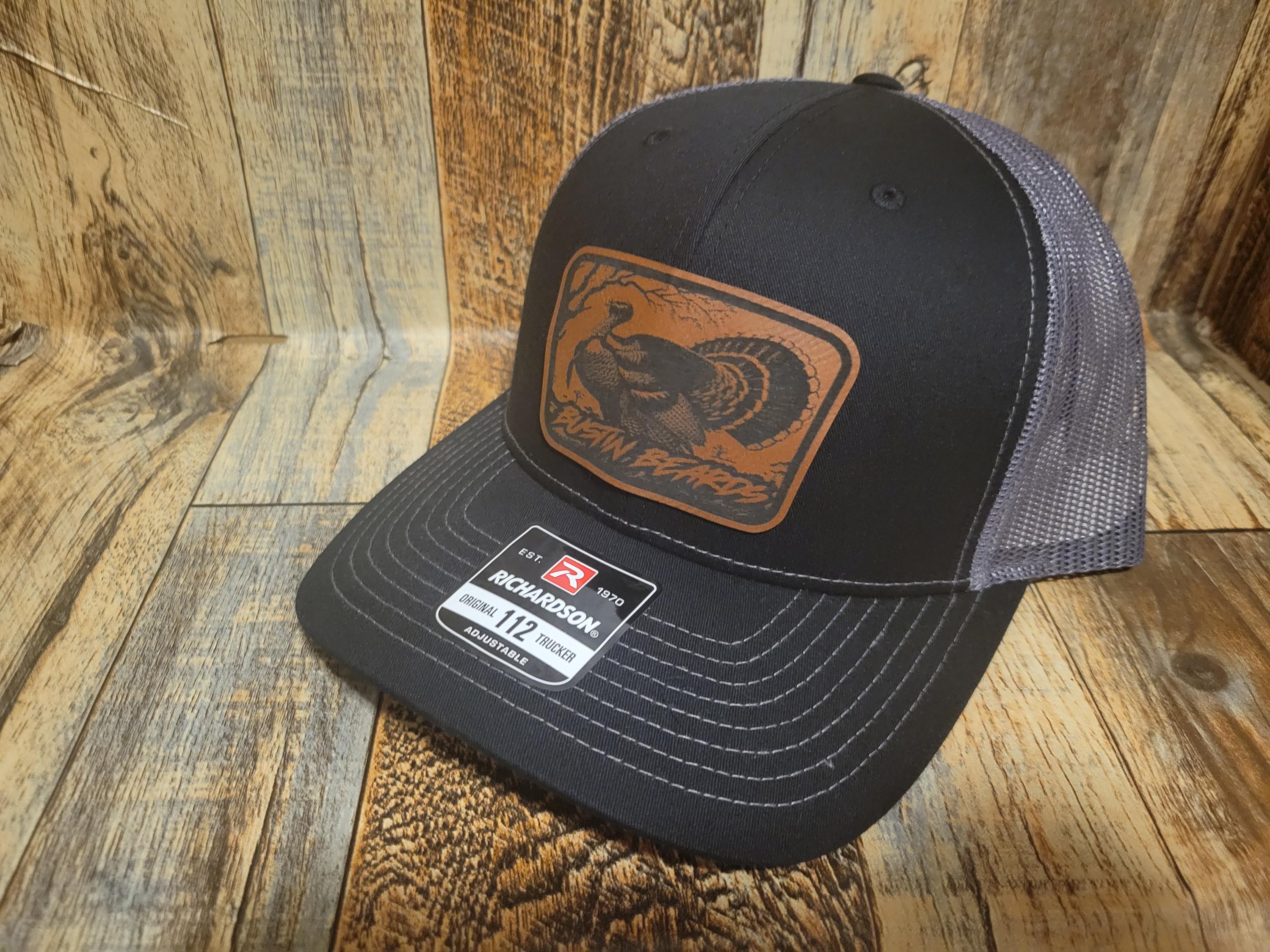 Bustin Beards Turkey Hunting Leather Patch Hat Richardson Camo Hat Cap ...
