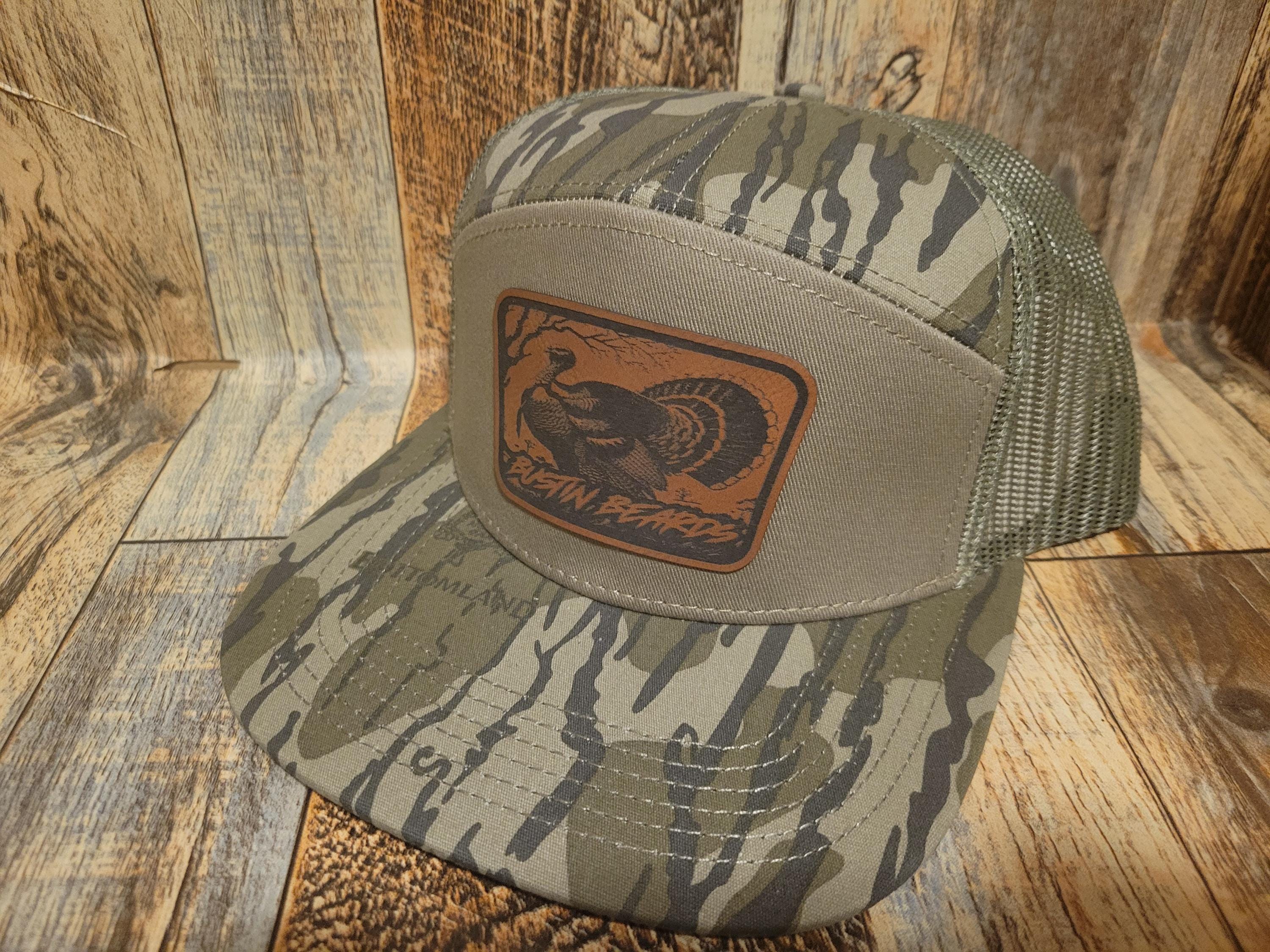 Bustin Beards Turkey Hunting Leather Patch Hat Richardson Camo Hat Cap ...